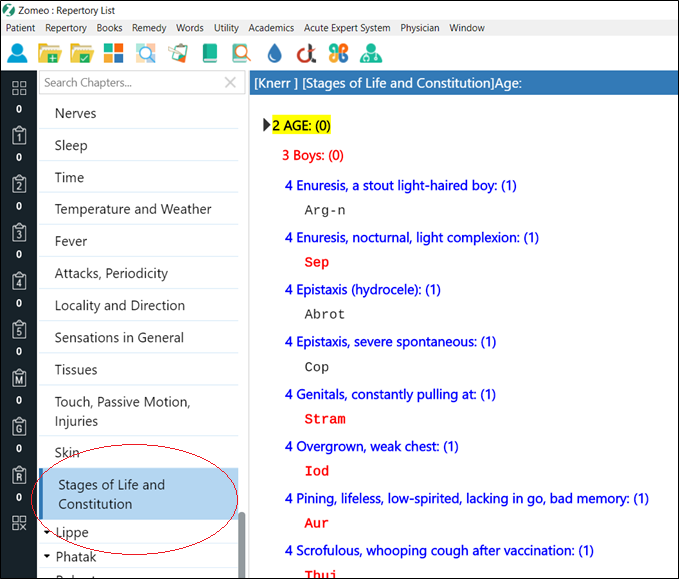 Knerr’s Repertory | Chapter – Stages of Life & Constitution – Hompath